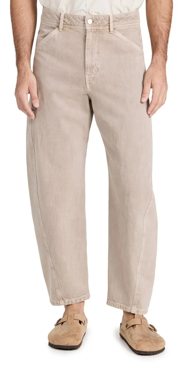 Lemaire Twisted Workwear Pants In Denim Snow Beige - 40% Off
